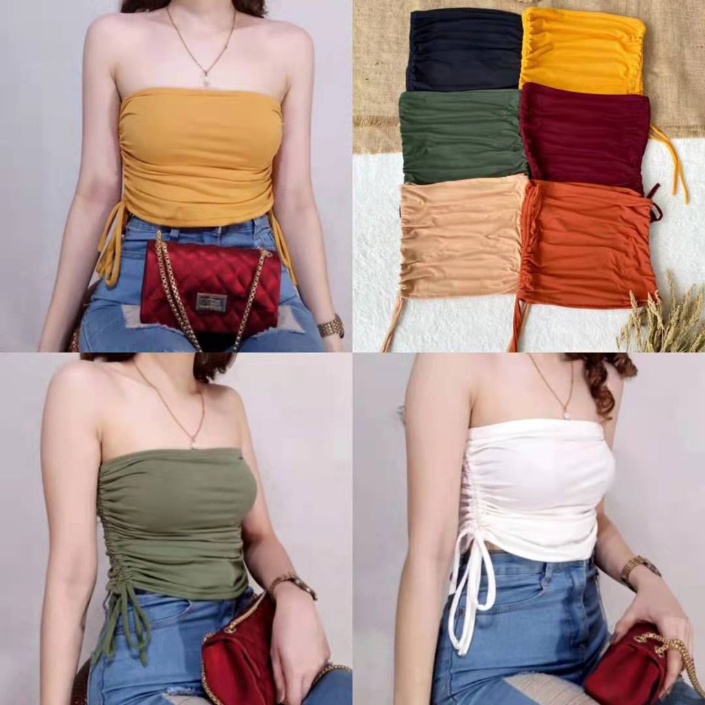 Millie Sexy Tube Crop Top Side Adjustable Pull String Top free size ...