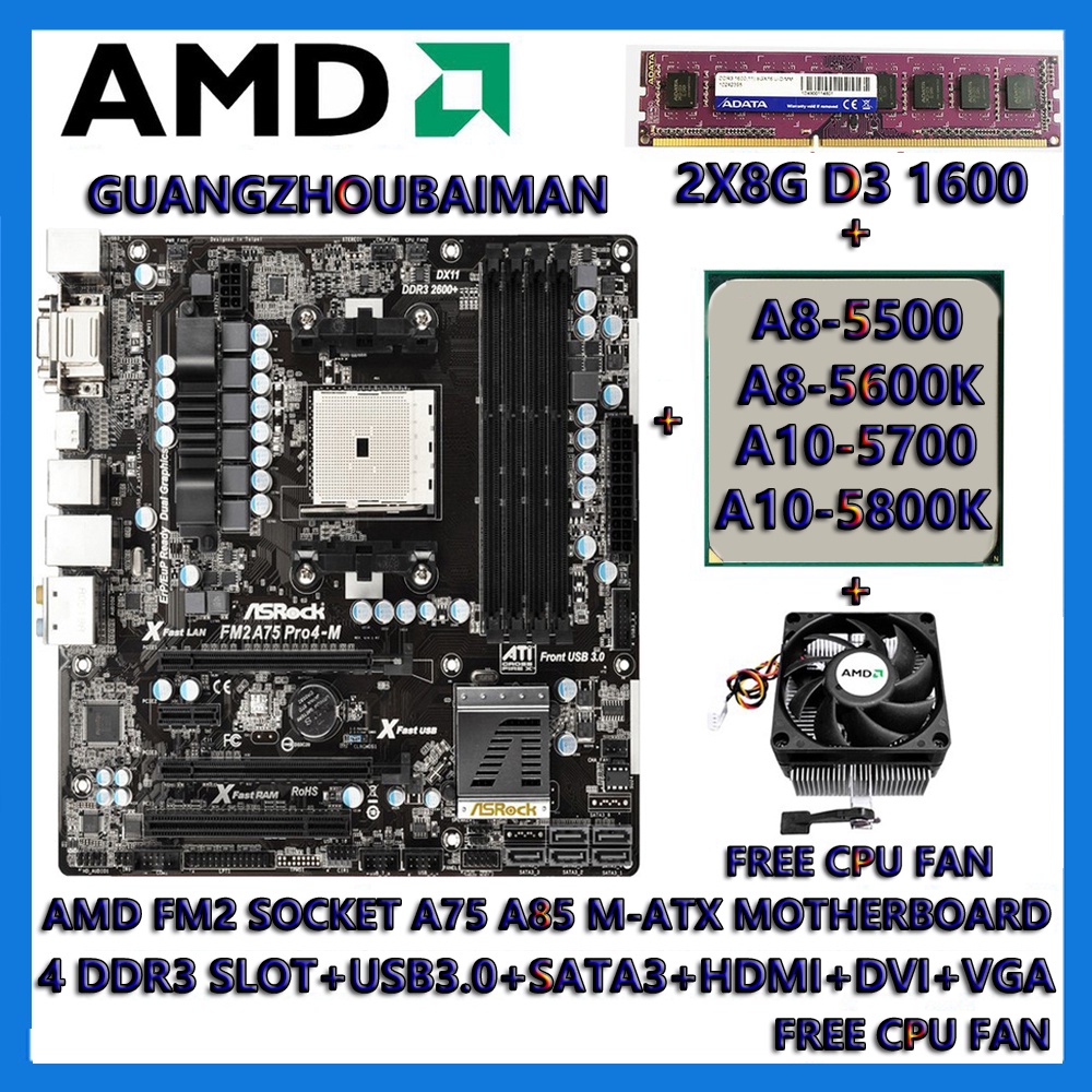 bundle ASUS GIGA MSI ASRock A75 A85X Motherboard HDMI /4G 8G DDR3 RAM ...