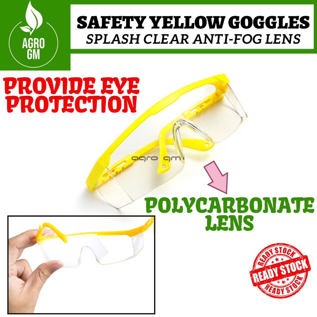 Eye Protection Safety Google Eyewear Yellow Frame Safety Goggle Cermin ...