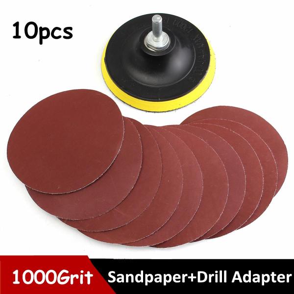 10-Piece Round Sanding Set with Padded and Drilled Adapter for Mixed ...