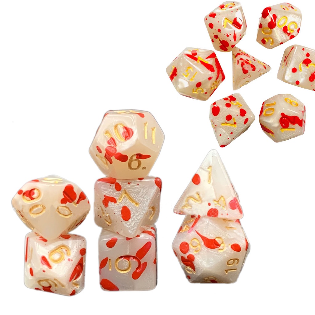 7Pcs Set DND Dice Set Table Game Dice Role-Playing RPG Dice Blood Stain ...