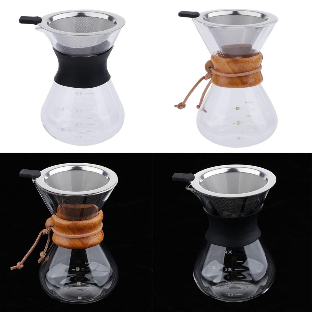 Coffee Maker Set Pour Over Coffee Pot + Cone Coffee Dripper Net ...