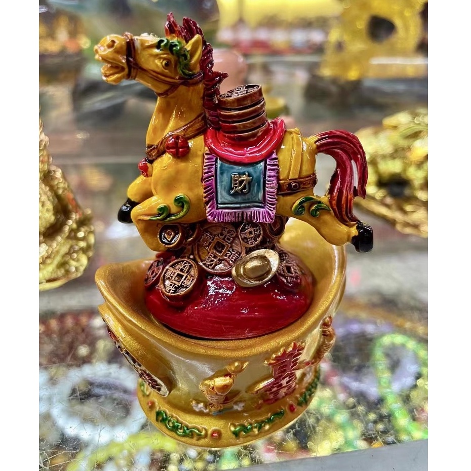 Colored FENG SHUI LUCKY HORSE WITH WEALTH POT Case Charm FIGURINE ...