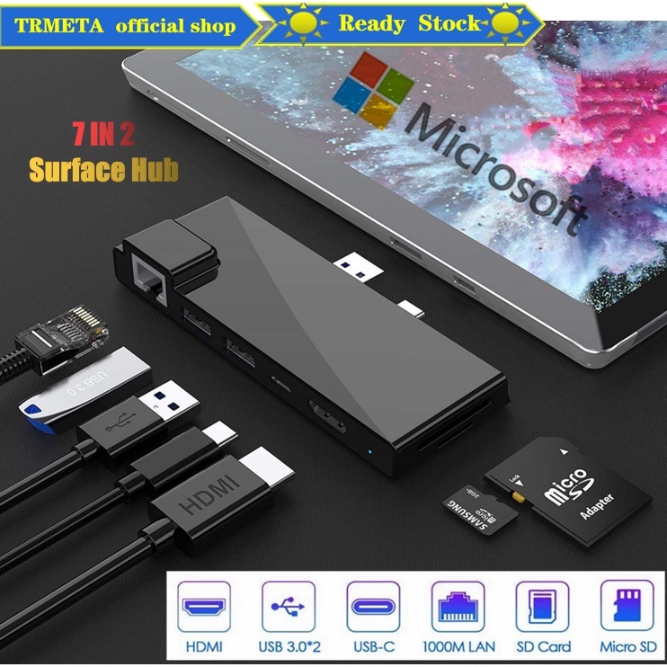 7-in-2 Microsoft Surface Pro 7 hub Surface Pro Dock 2019 Adapter with ...