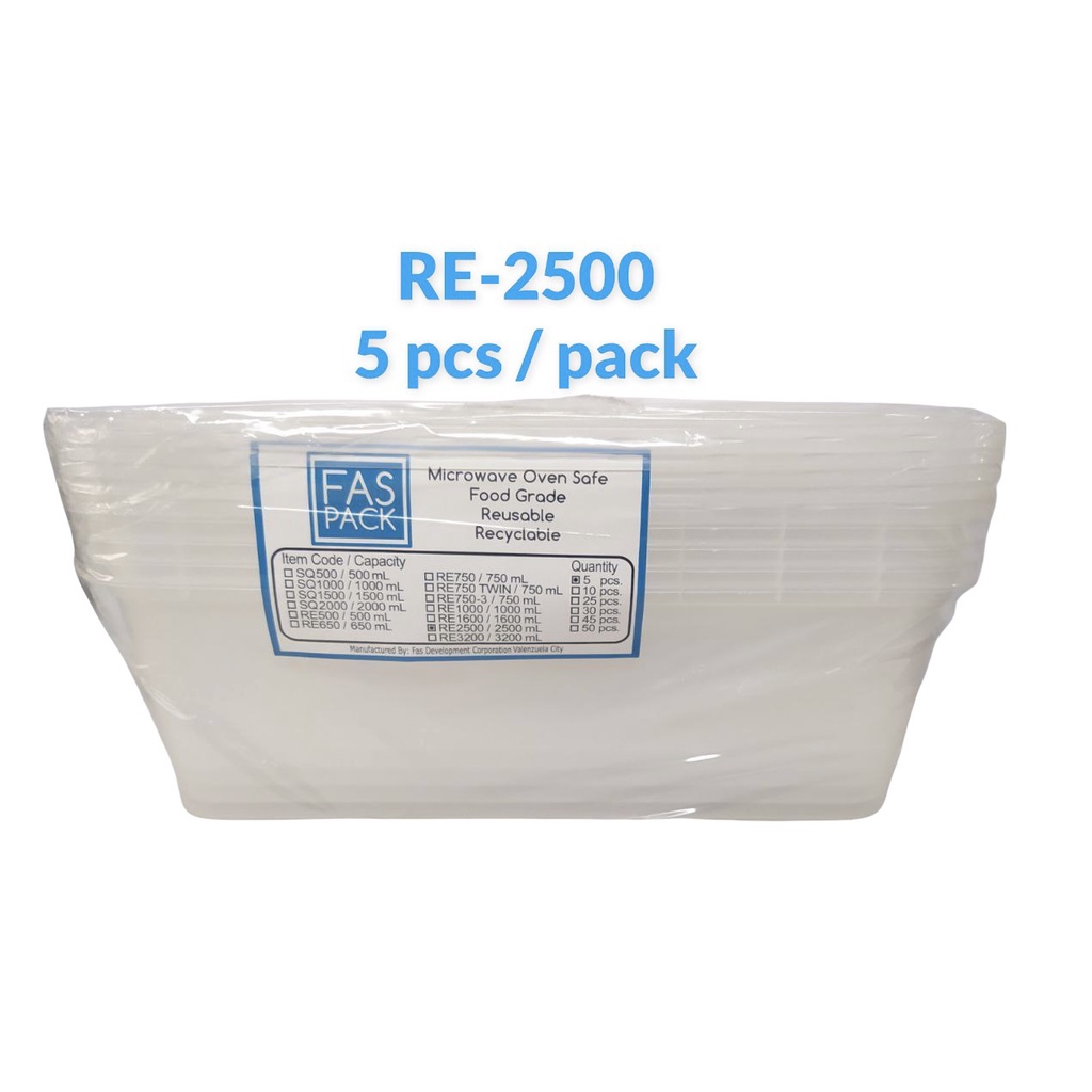 FAS PACK RE2500 microwavable container 5pcs/pack | Shopee Philippines