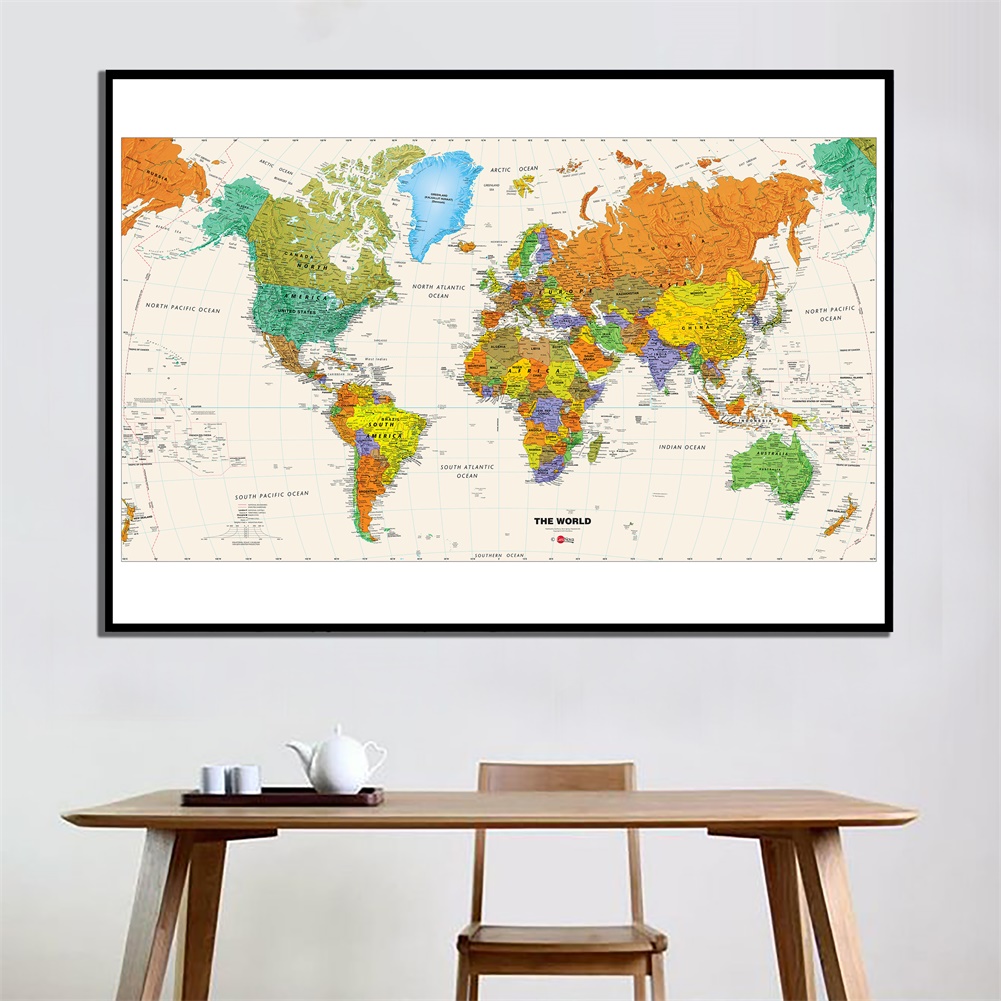 &best& Foldable World Map Physical Map Large Poster Unframed Wall ...