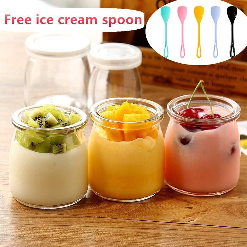 200ml Glass Yogurt Container Airtight seal With Lids Glass Jars Yoghurt ...