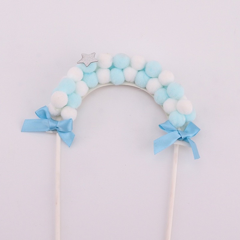 arc topper pompom cloud topper fuzzy wire ribbon happy birthday cake ...