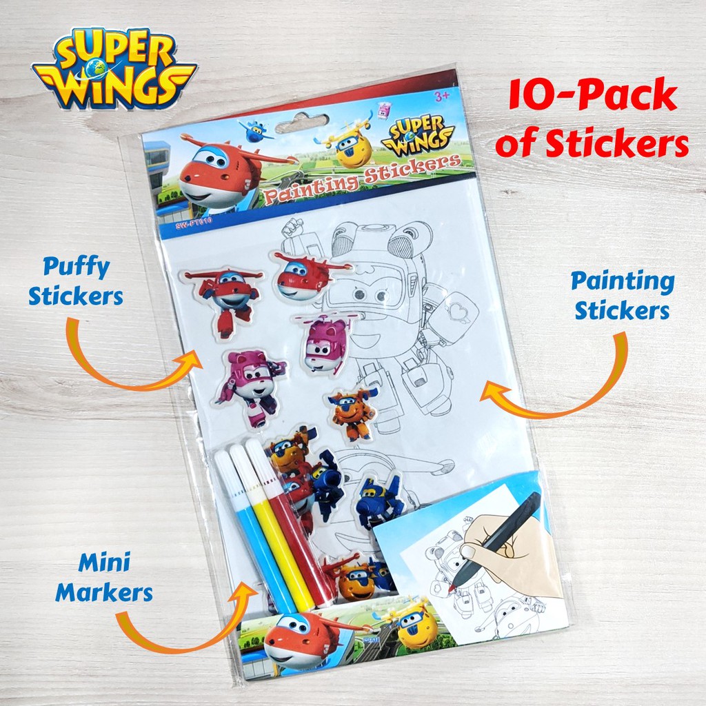 Super Wings Stickers 10-Pk: Painting Stickers Set (10-pack) [Goodie Bag ...