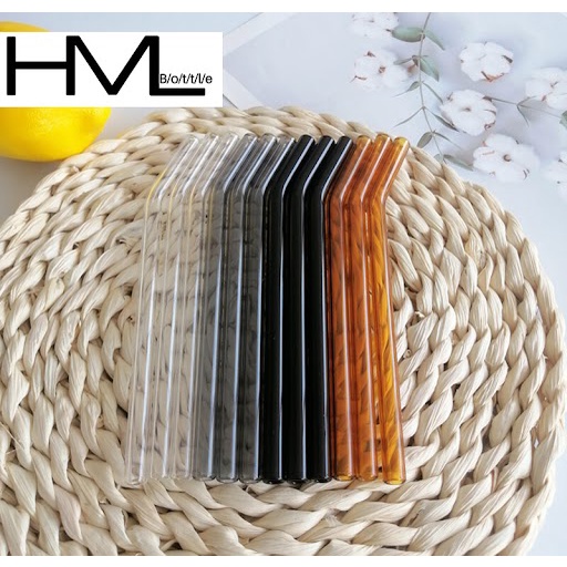 Reusable Glass Straw (Borosilicate or Pyrex Glass) Bent Clear 1Pc ...