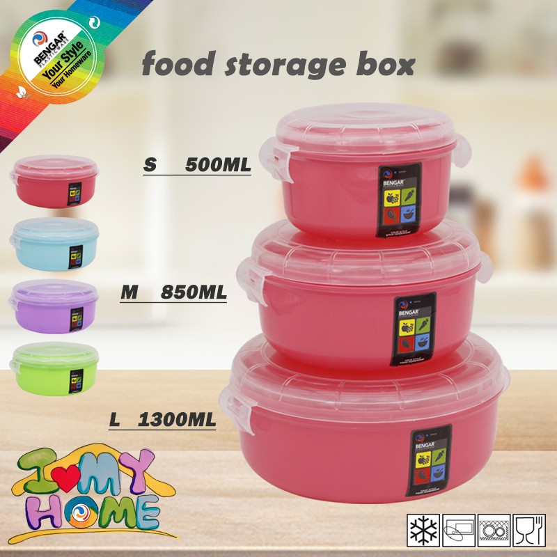 Hqc Food Storage Box Round Container Keeper Kitchen Ware Space Saver ...