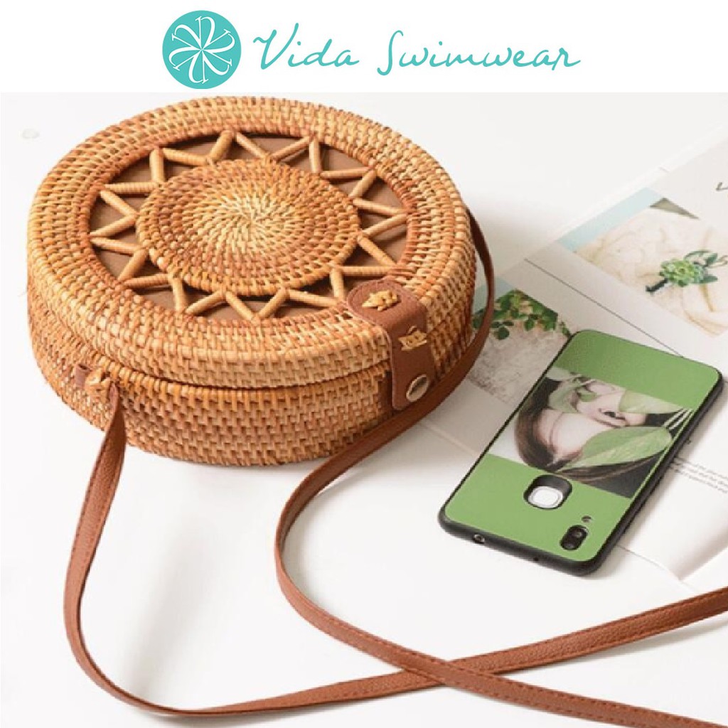 On Hand Rattan Bag Straw Bag Authentic Bali Rattan Beach Bag | Shopee ...