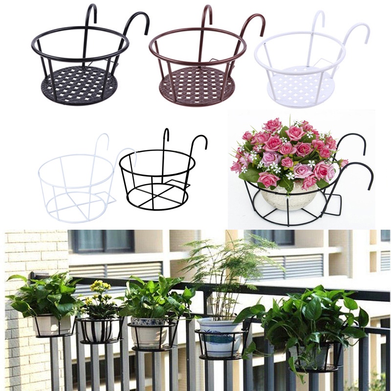 4pcs Garden Hanging Plant Iron Racks Balcony Plant Stand Flower Pot ...