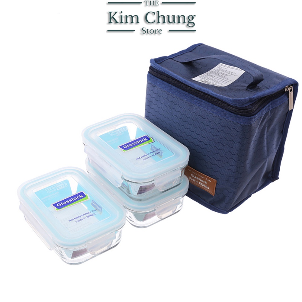 Glasslock glass Lunch Box Set 400ml * 3 with Korean thermal bag ...