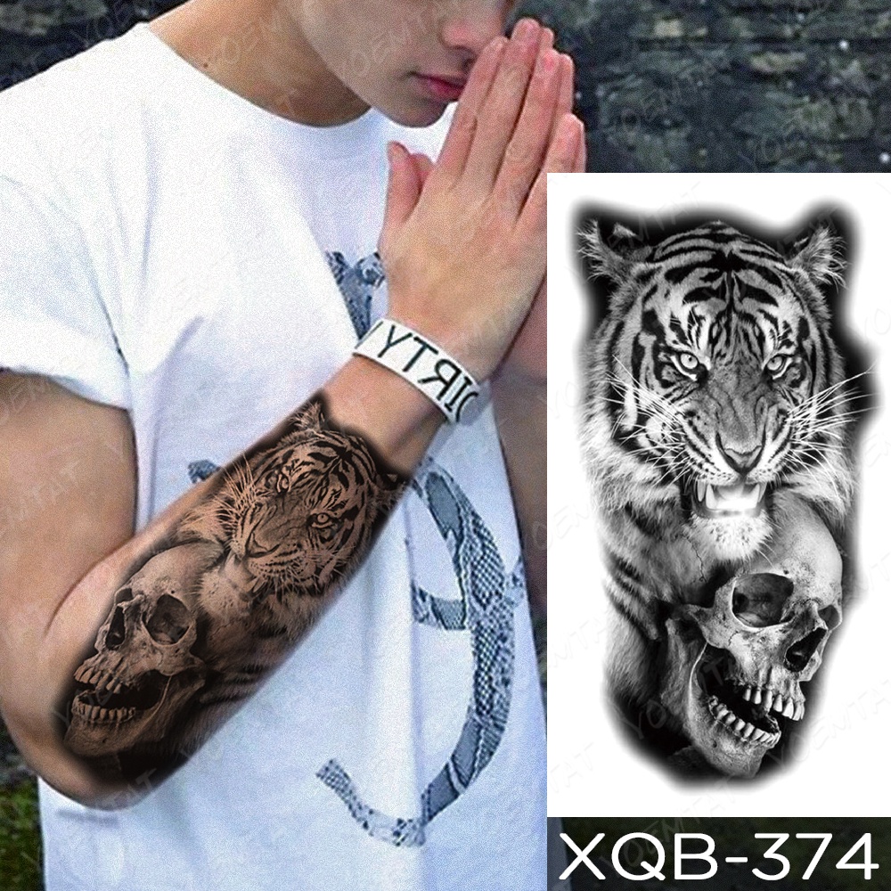 Waterproof Temporary Tattoo Sticker Old School Lion Wolf Flash Tatto ...