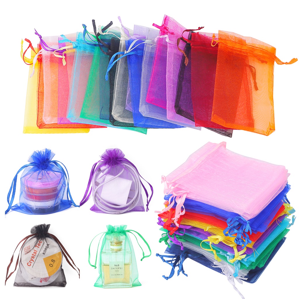 50PCS Organza Drawstring Bags - For Jewelry Packaging, Gift, Wedding ...