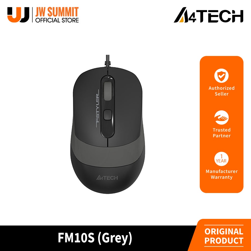 A4Tech FM10S 1600 DPI Anti-Slippery Side Optical Mouse Grey | Shopee Philippines