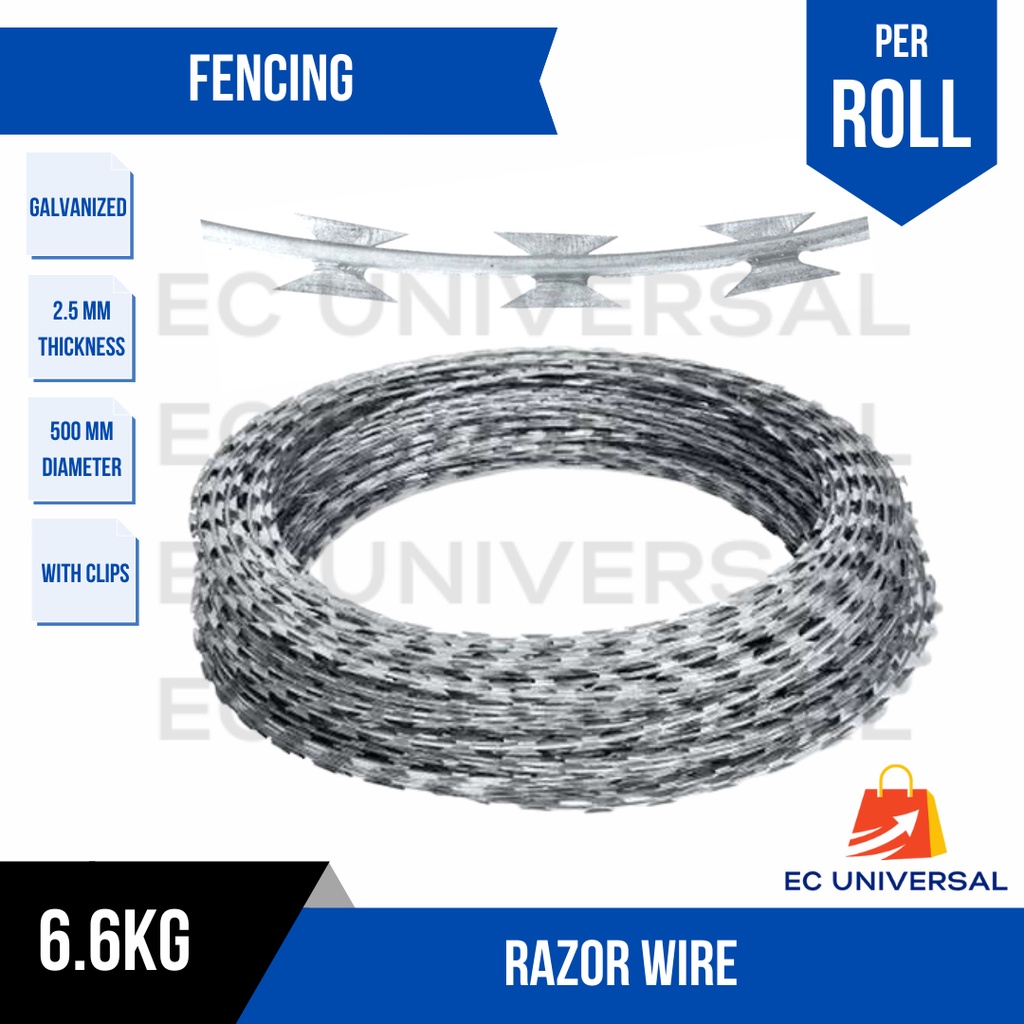 57 Meters Razor Barbed Wire Sharp Hot Dipped Galvanized Combat Wire for ...