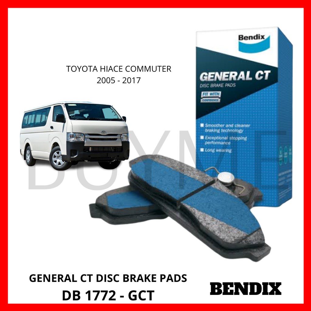 Bendix Brake Pad Front for TOYOTA HIACE COMMUTER 2005-2017 (DB-1772 GCT) | Shopee Philippines