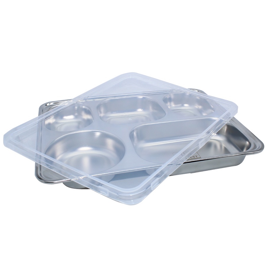 Unibest Stainless Steel Food Tray Bento with Transparent Lid #18205 ...