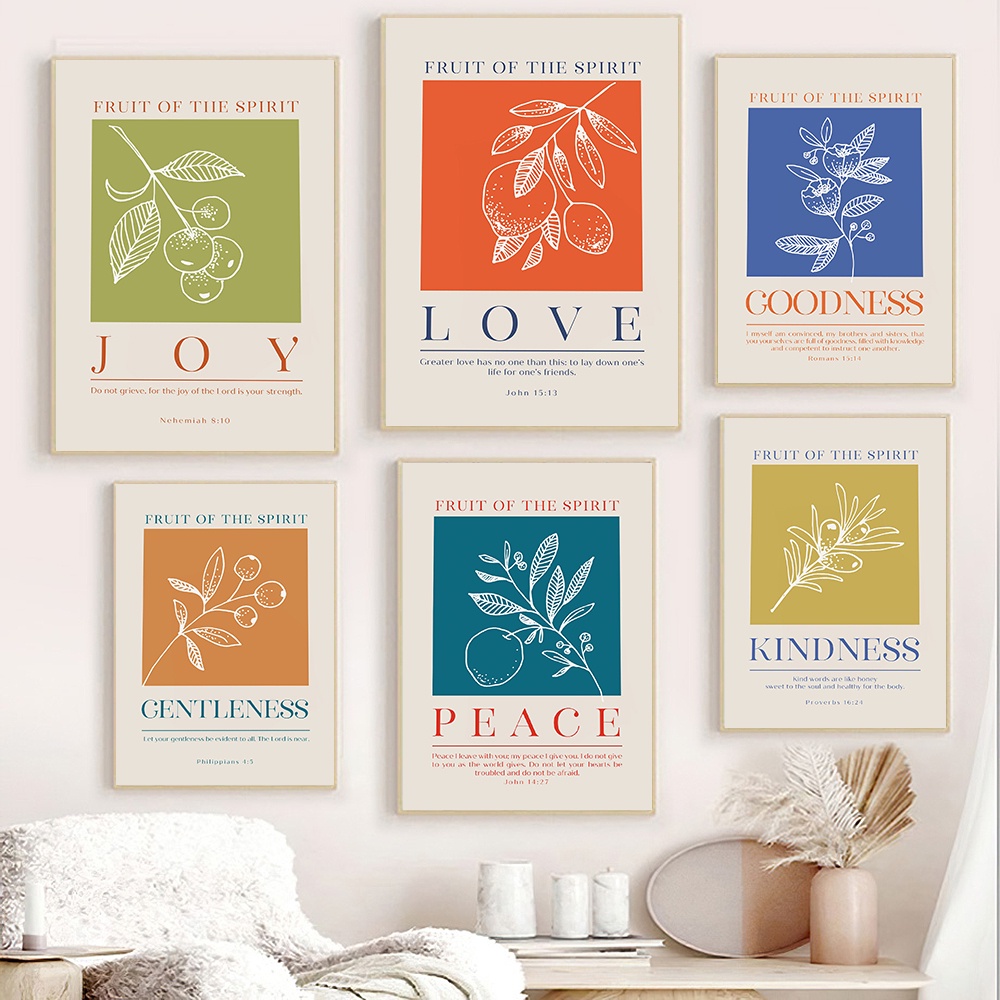 Fruit of the Spirit Print Wall Art Galatians 522 Christian Peace Love ...