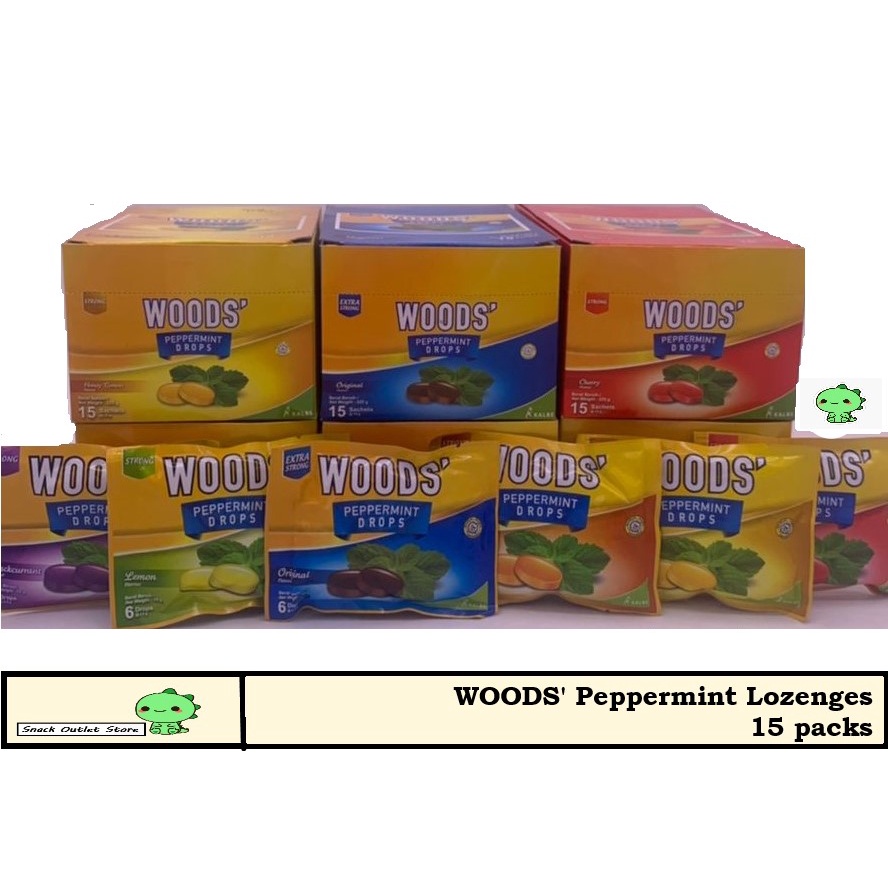 (Halal) WOODS' Peppermint Lozenges Candy (15 packs per box) | Shopee ...