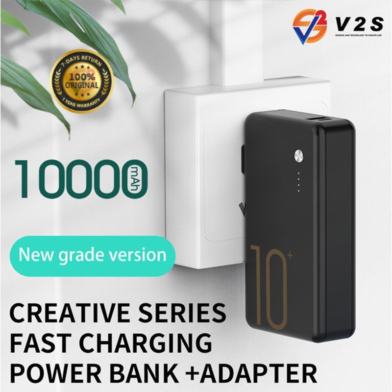 V2S PD-100Q QC3.0 10000Mah Super Fast Charger Speed Power Bank Folding ...
