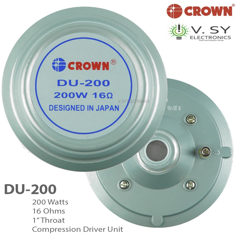 Original Crown DU-200 200W 16 Ohms PA Compression Driver Unit DU200 DU ...