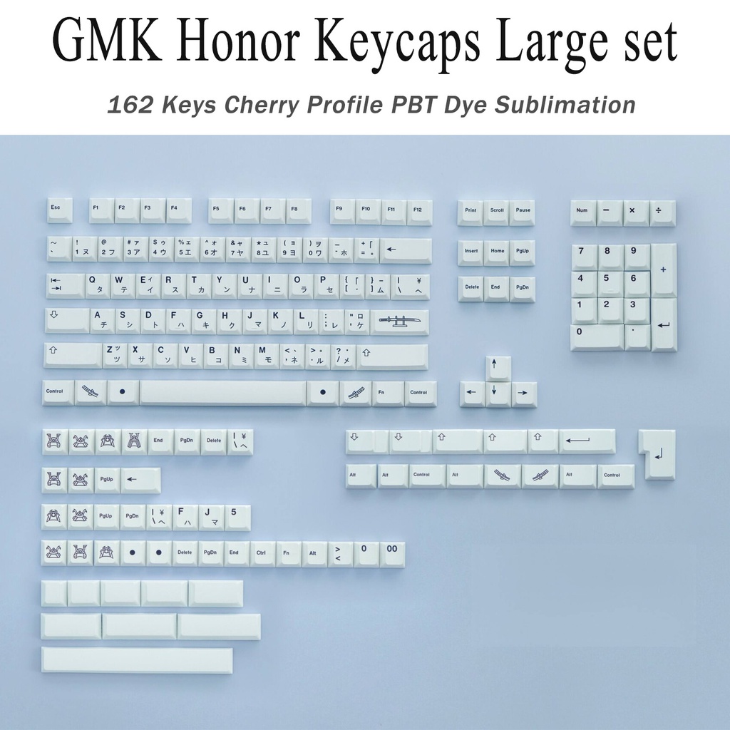 162 Keys GMK Honor Keycaps Cherry Profile Keycaps Japanese White Keycap ...