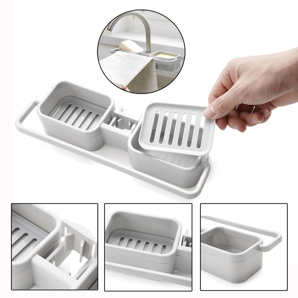 Kitchen Plastic Sink Faucet Hanging Storage Rack Sponge Holder Bathroom ...