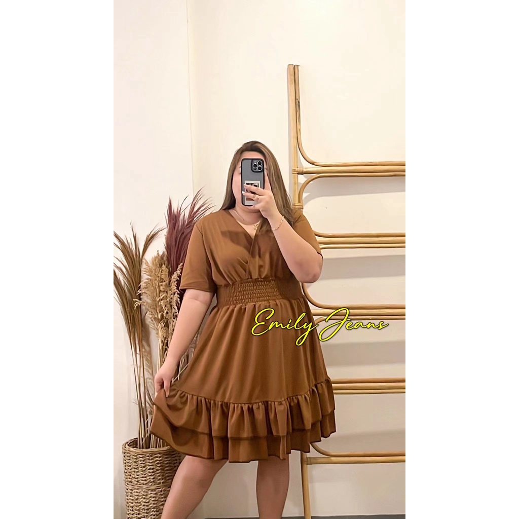 EMILY Plus Size S- 4XL Chest Overlap Casual Dress BESTSELLER 10579 ...