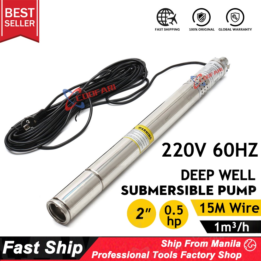 Free Shipping】New 2(50mm) Submersible Bore 0.5 HP 1 HP Water Pump Deep ...
