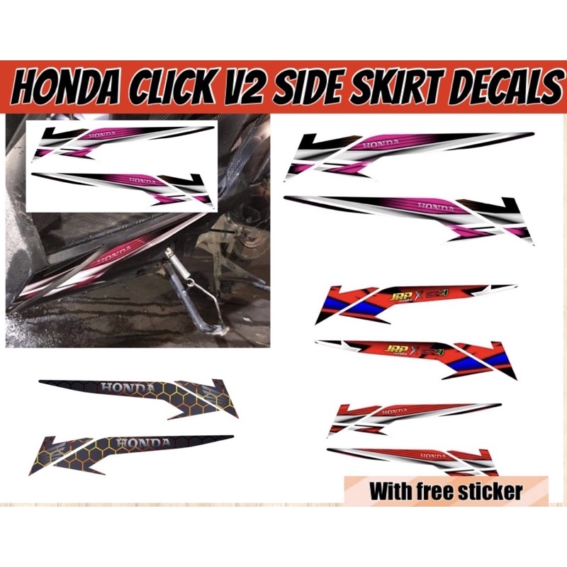 HONDA CLICK V2 SIDE SKIRT DECALS (Left and right) PRINTED | Shopee ...