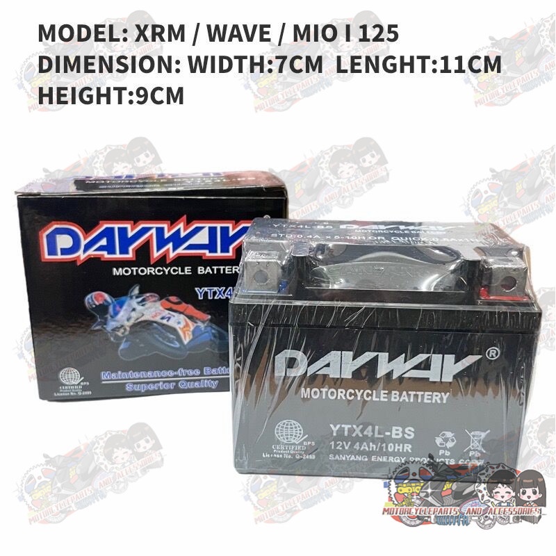 LJ Motorcycle Dayway 12v battery 4L 5L for motorcycle(12 volt) | Shopee ...