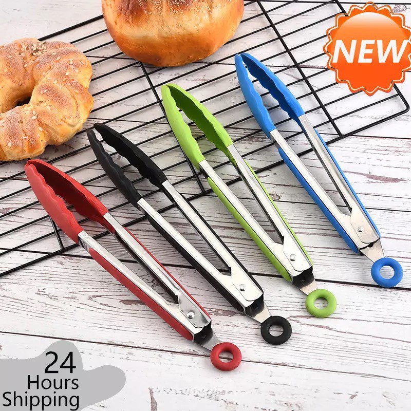 9-12inch Silicone BBQ Grill Clamp Kitchen Cooking Salad Bread Food Clip ...