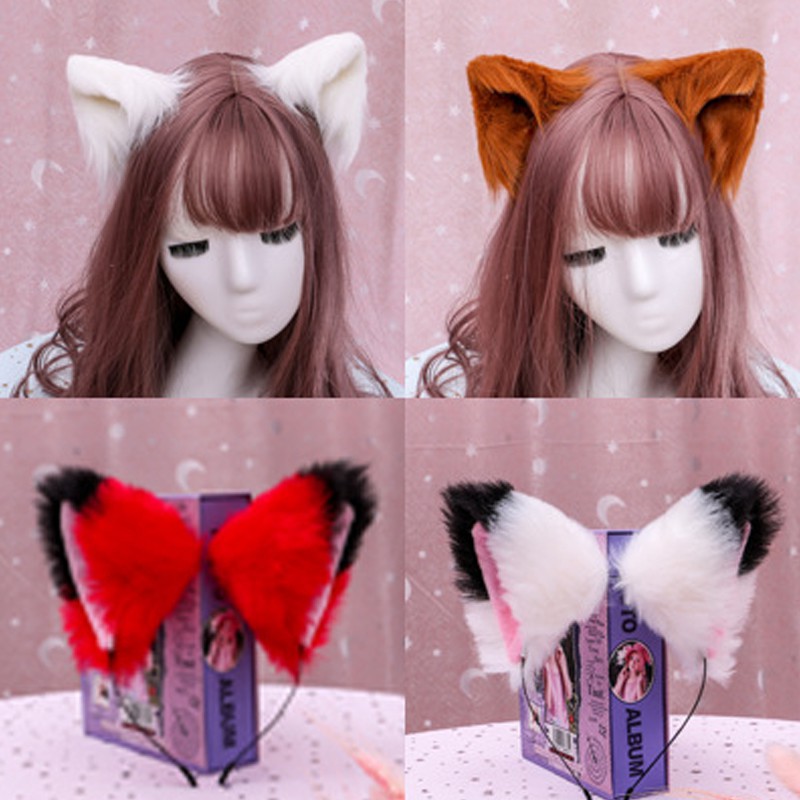 Cute Imitation Animal Cat Fox Long Fur Ears Shape Hair Clip Halloween ...