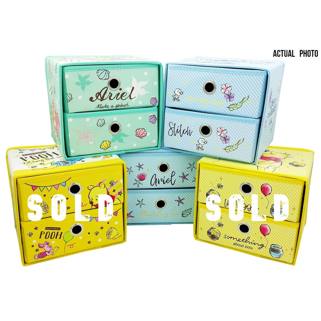 Collapsible 2 drawer desktop organizer Princess Ariel mermaid Stitch ...