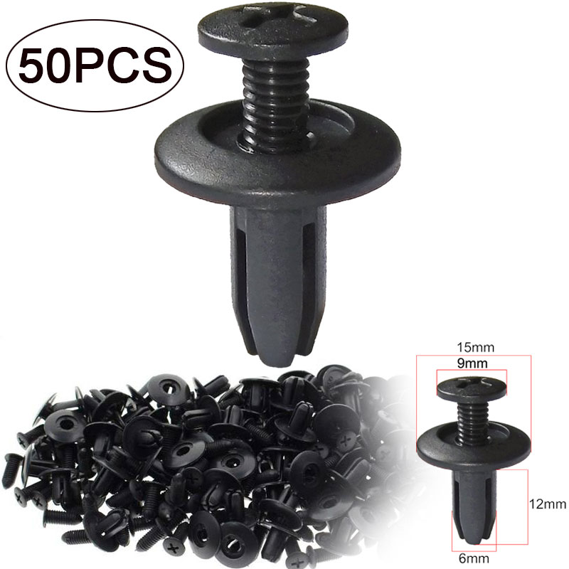 50pcs 6mm Widewing Plastic Push Hole Car Fender Clips Rivets Pin ...
