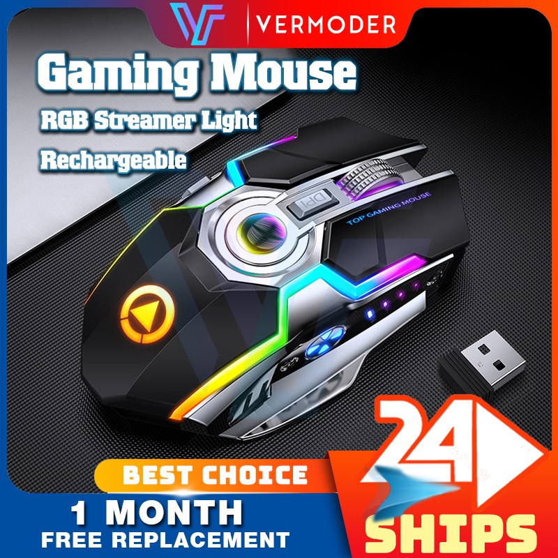 A5 Wireless Mouse Rechargeable Mute Gaming Mouse RGB Colorful Streamer ...