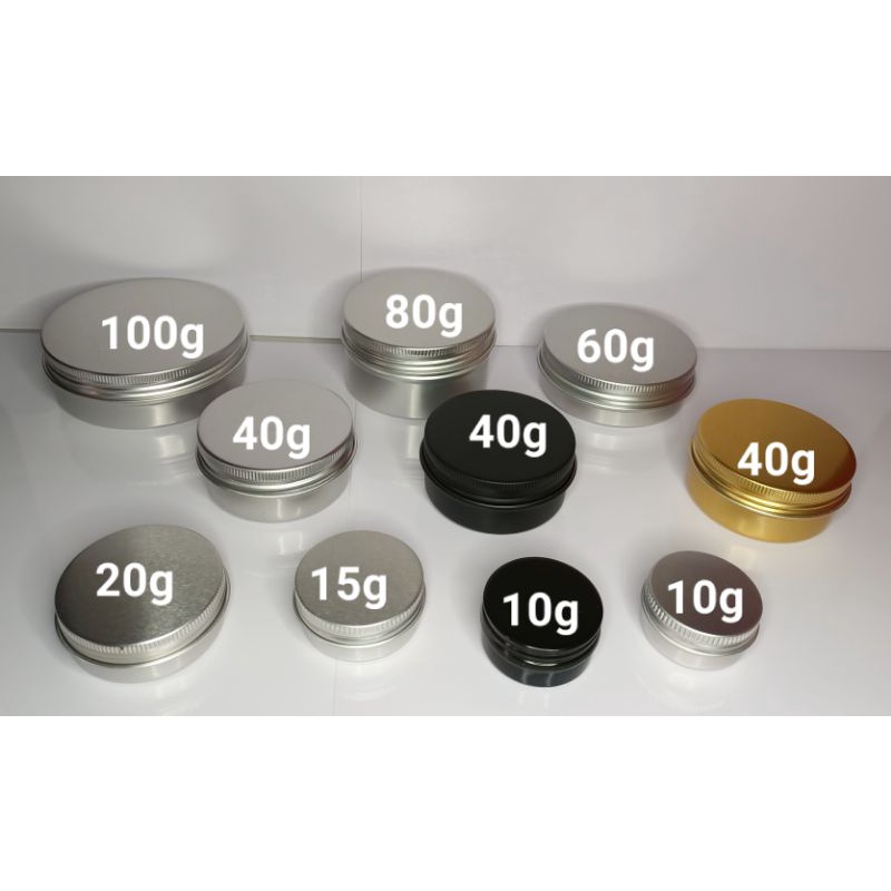 Tin Can Round Jar | Black, Gold, Silver | 10g, 15g, 20g, 40g, 60g, 80g, 100g | Shopee Philippines