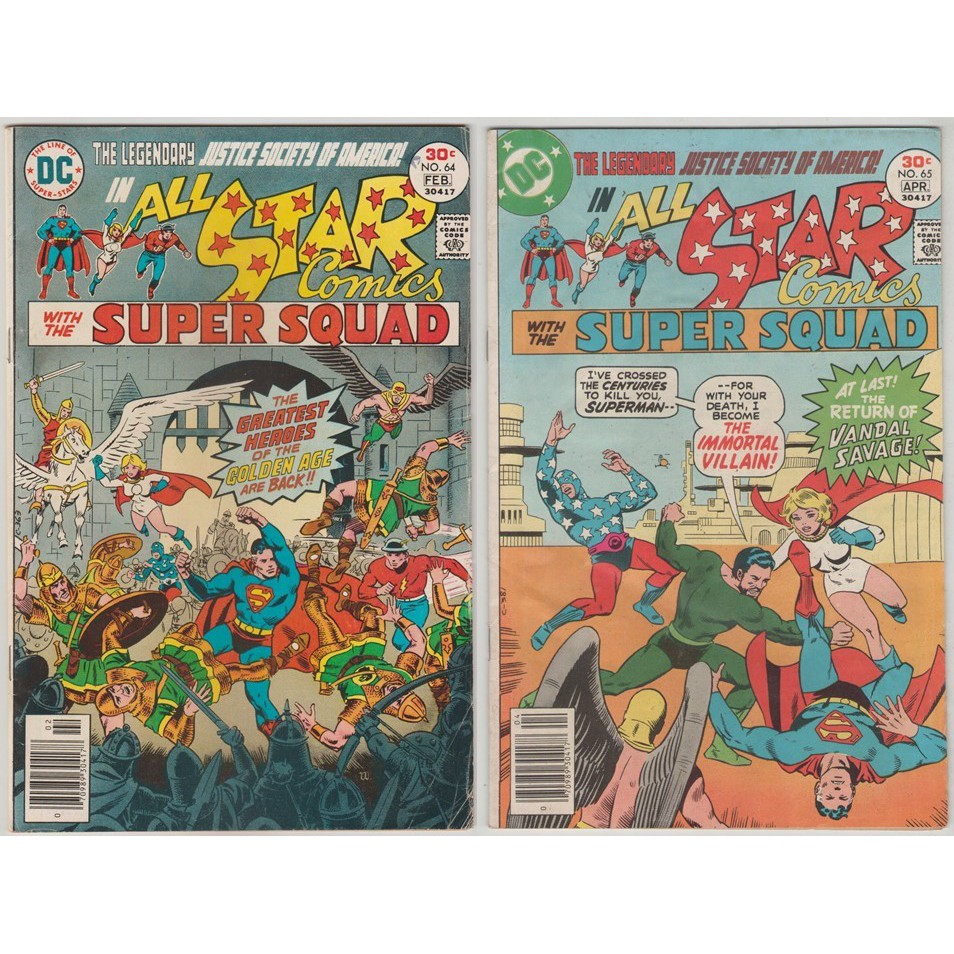 All Star Comics 64-65 set (1977) vs Vandal Savage arc. JSA Justice ...