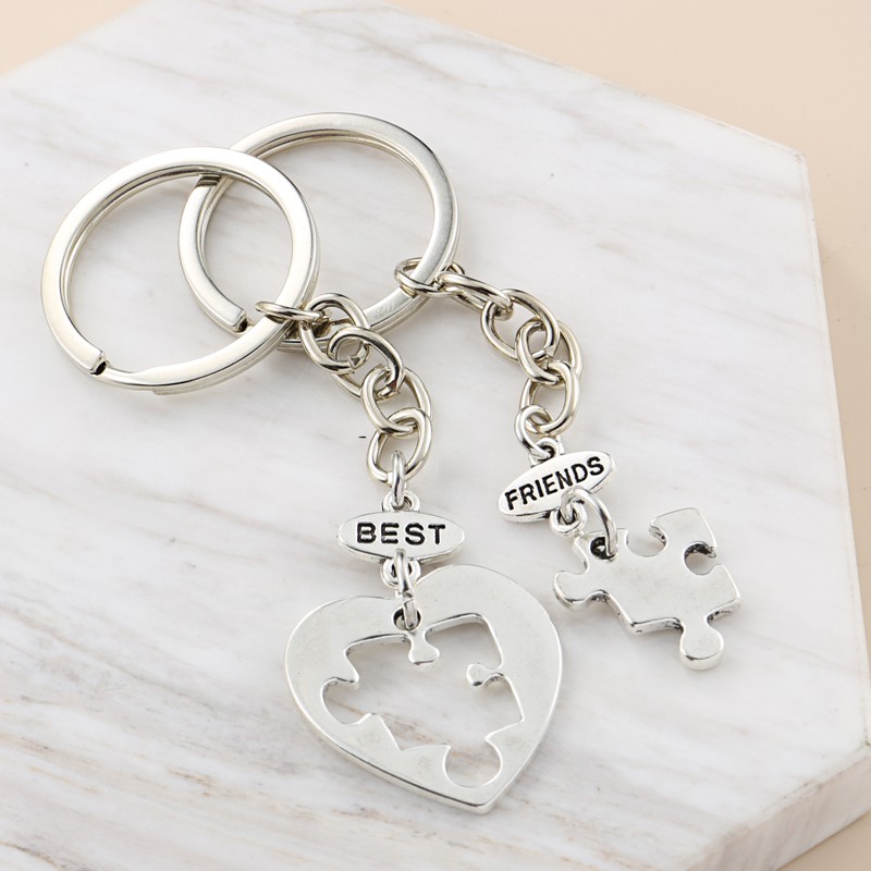 1set(2pcs) New Best Friends Keychain Jigsaw Puzzle Key Ring Heart ...