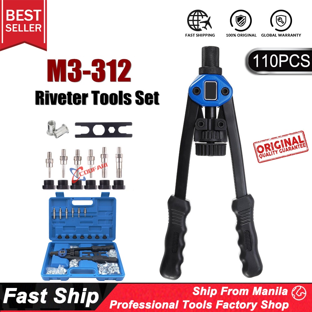 150pcs 110pcs Nutsert Tool Nutsert Kit Rivnut Heavy Duty Nutsert Gun M3-12 Nut Rivet Riveter ...
