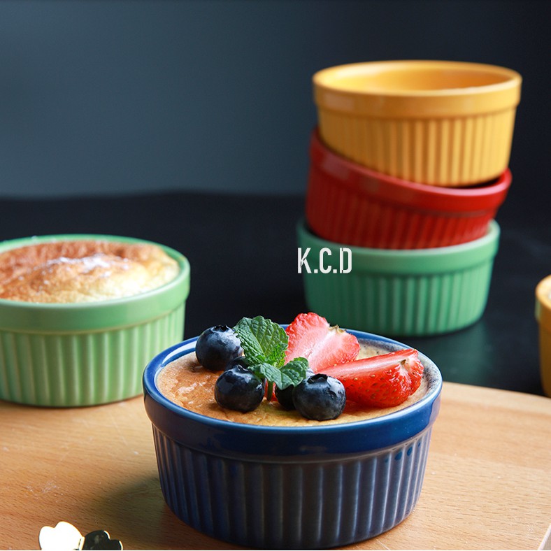 150ml Porcelain Souffle Dishes, Ramekins For Baking, Creme Brulee ...