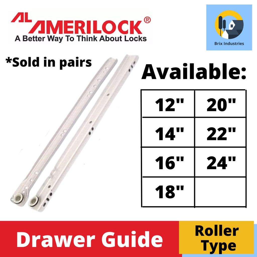 Amerilock Drawer Guide Roller Type Drawer Slide 12" 14" 16" 18" 20" 22 ...