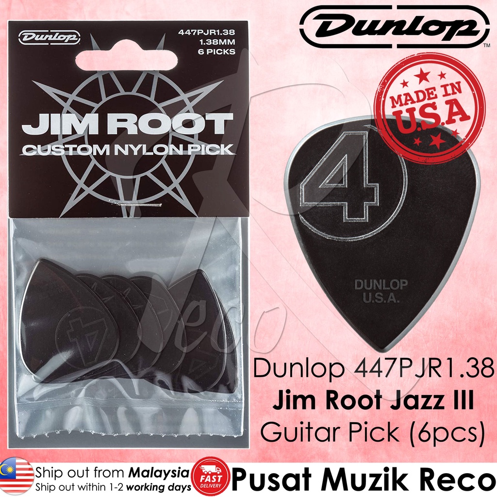 Dunlop 447PJR1.38 Jim Root Signature Guitar Pick 1.38mm (3/6pcs ...