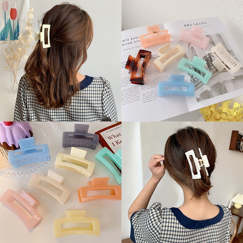 Korean Version of Ins Acrylic Color Square Hairpin Wild Candy Color ...