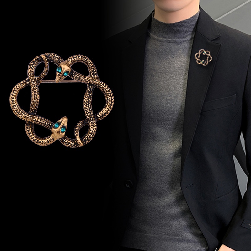 Hot Sell Retro Snake Pin Men's Versatile Suit Coat Brooch Women's ...