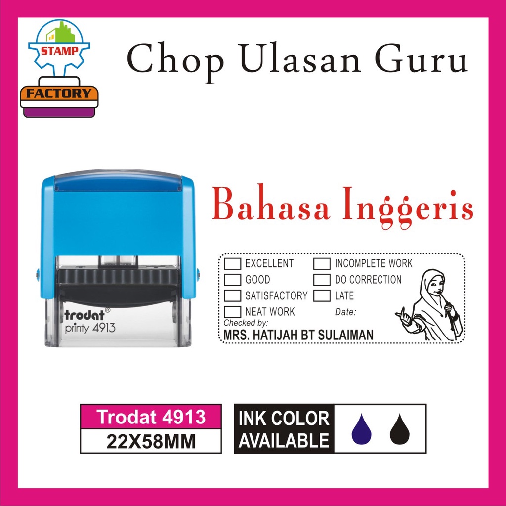 Trodat Stamp Cop Name Stamp Chop Teacher Review Chop Cikgu English ...