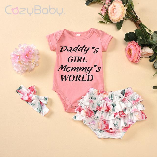 3Pcs Newborn Baby Girl Romper Set Baby Romper Girl Costume Baby ...